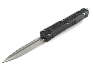 Microtech Makora 3.3" OTF Stonewashed Serrated Double Edge Dagger ...