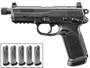 FN FNX Tactical .45ACP 5.3" 15rd Pistol, Black TB w/ 5 Magazine Bundle